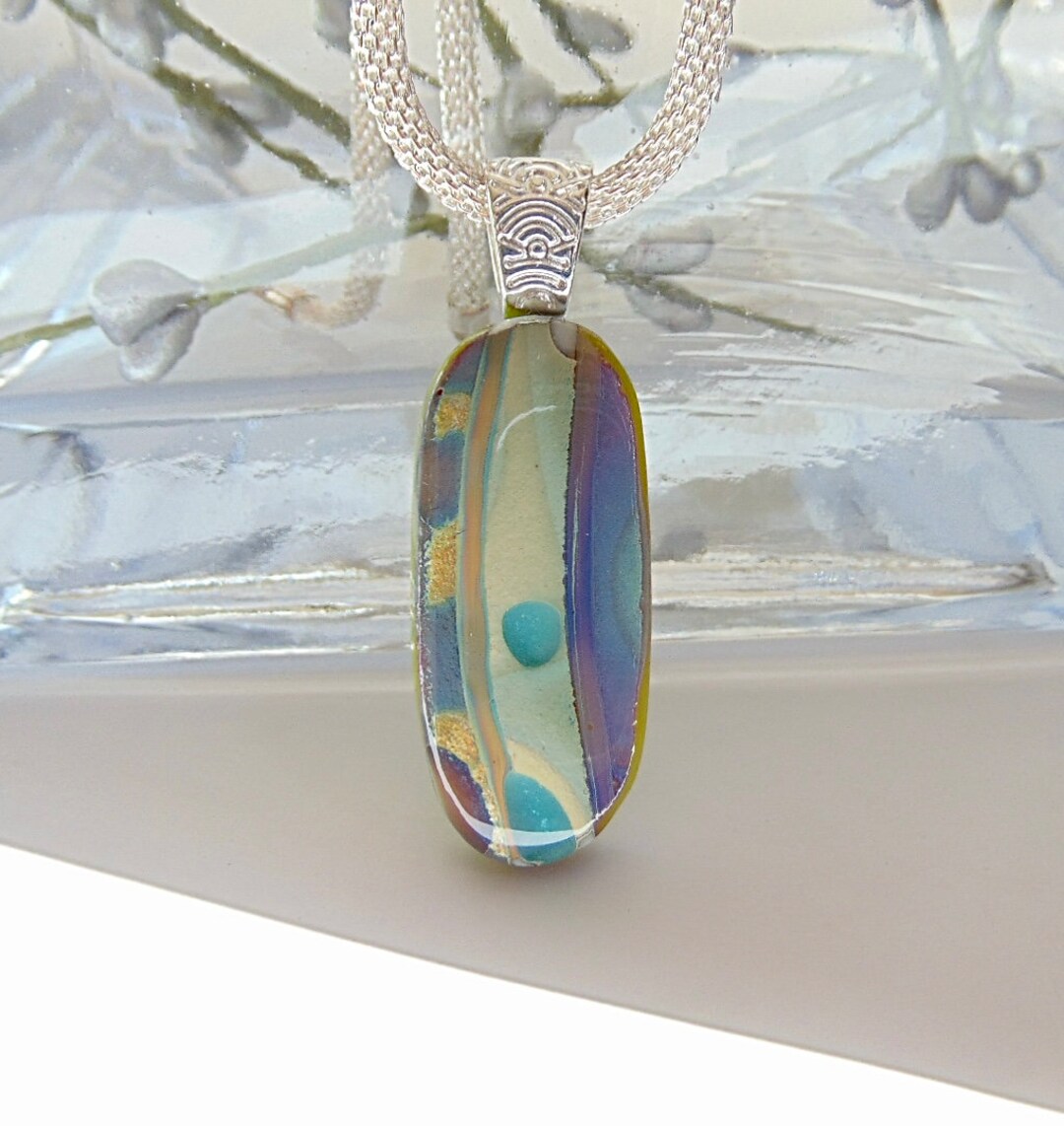 Fused Glass Pendant, Organic, Fused Glass Jewelry, Reactive Glass, One ...