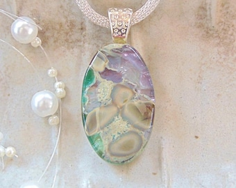 Glass Necklace, Fused Glass Pendant, Reactive Glass, Fused Glass ...