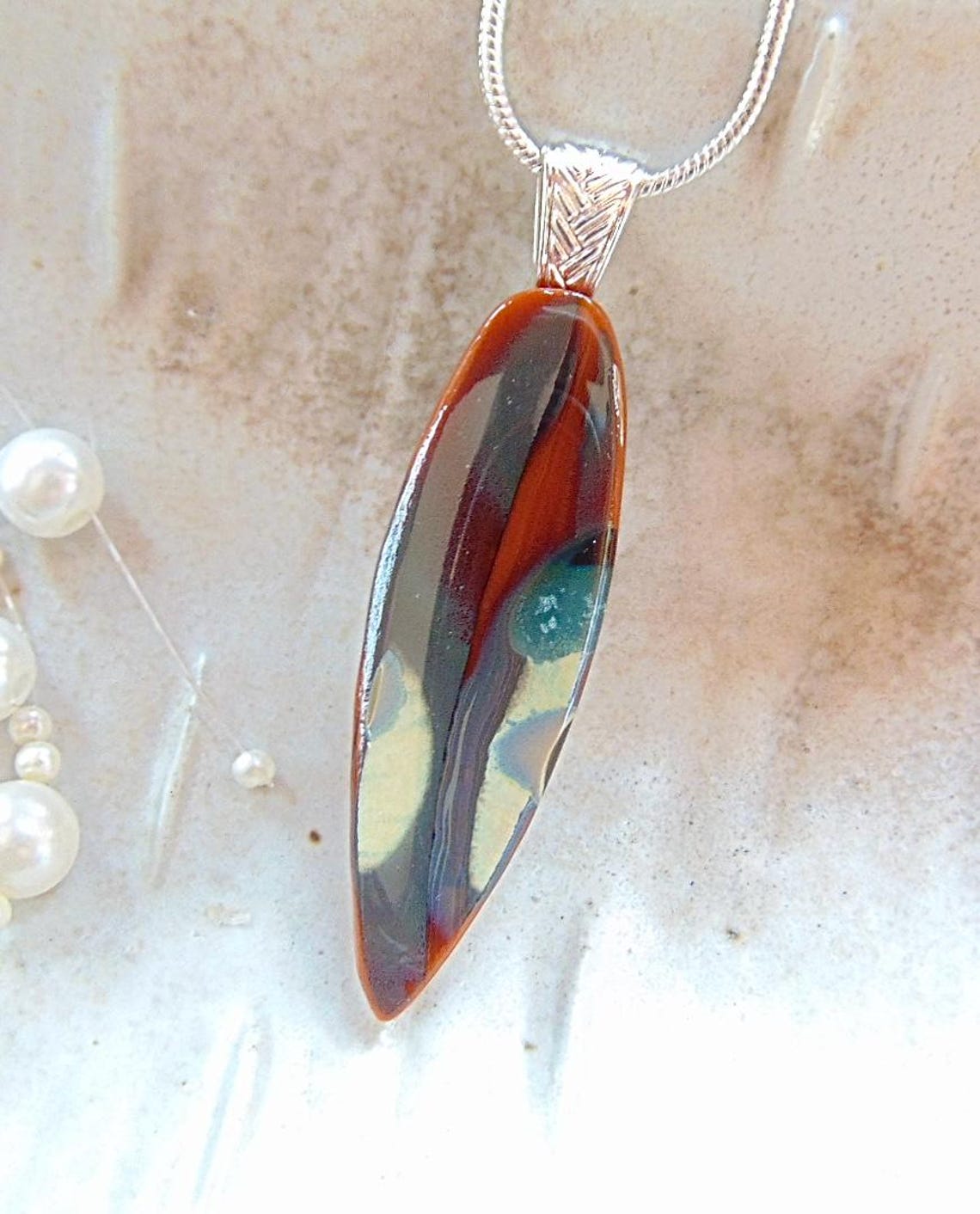 Glass Pendant, Fused Glass Jewelry, Reactive Glass, One of a Kind ...