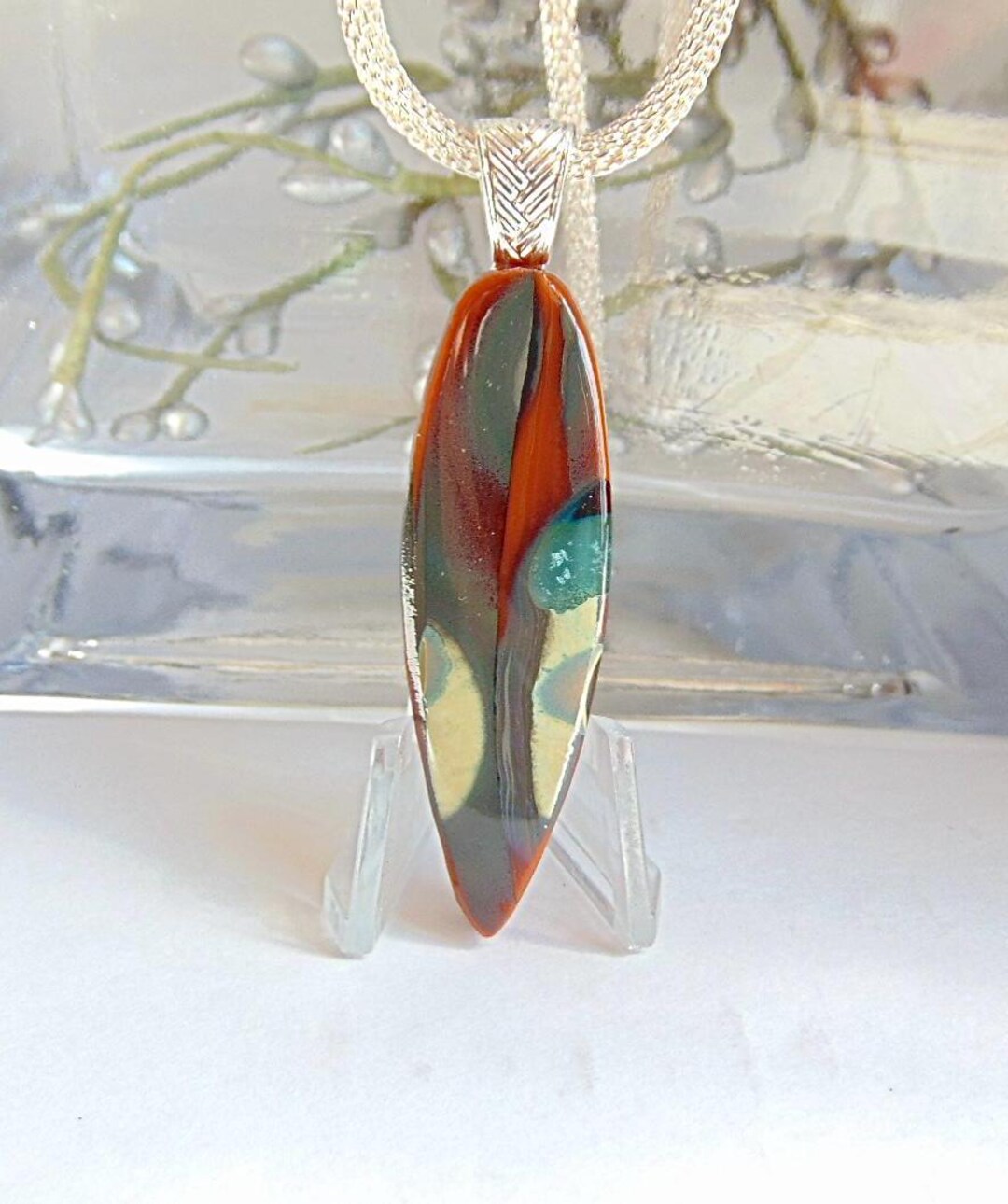 Glass Pendant, Fused Glass Jewelry, Reactive Glass, One of a Kind ...