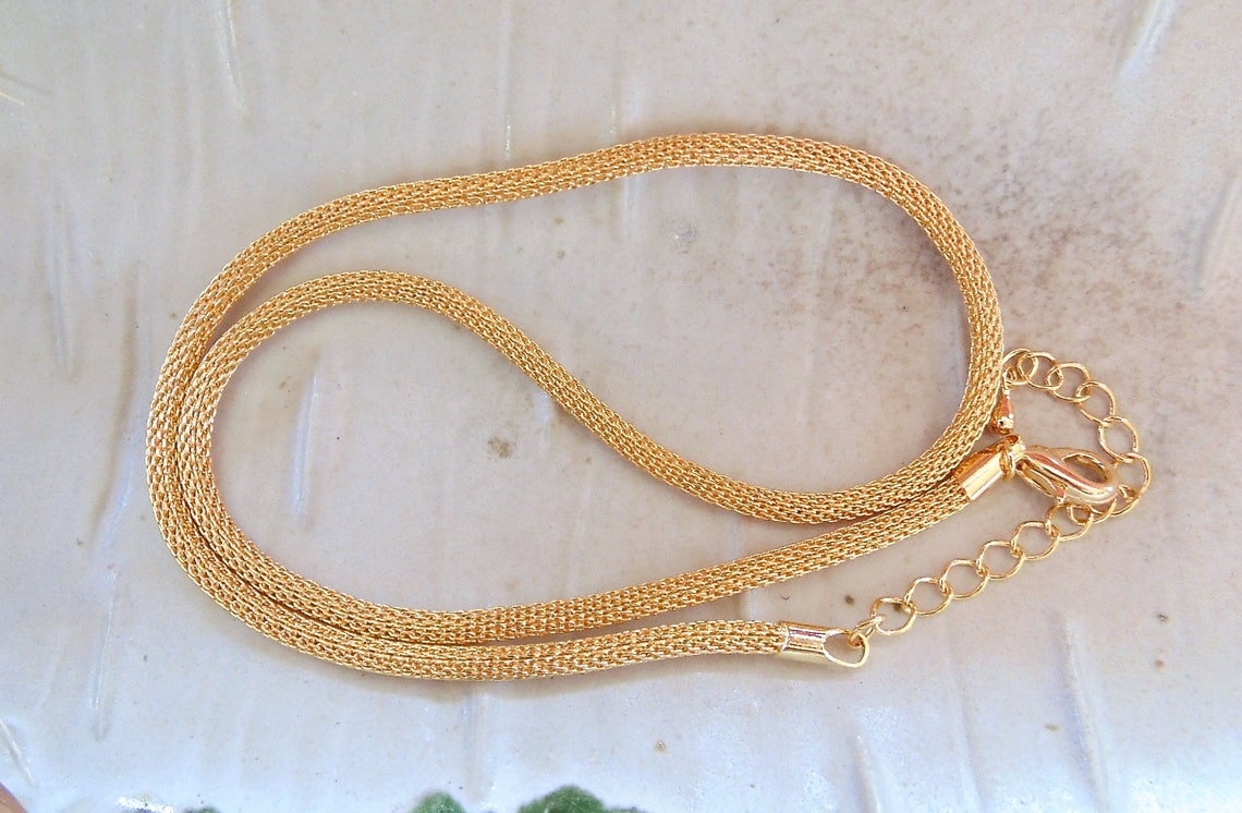 16 or 18 Inch Gold Metal Mesh Choker with Extender | Etsy