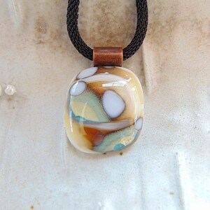 Fused Glass Jewelry, Petite, Glass Pendant, Reactive Glass, Brown ...