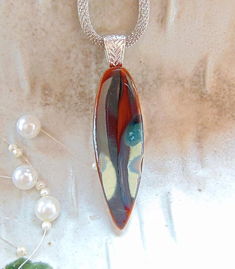 Glass Pendant, Fused Glass Jewelry, Reactive Glass, One of a Kind ...