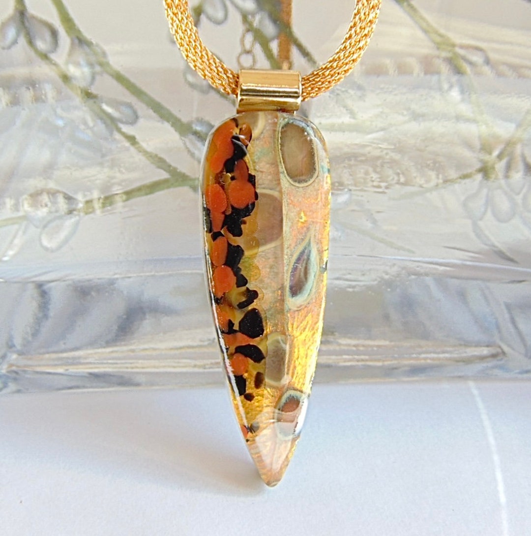 Glass Necklace, Fused Glass Pendant, Reactive Glass, Fused Glass ...