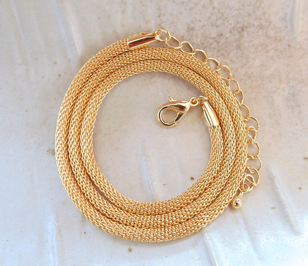 16 or 18 Inch Gold Metal Mesh Choker With Extender - Etsy
