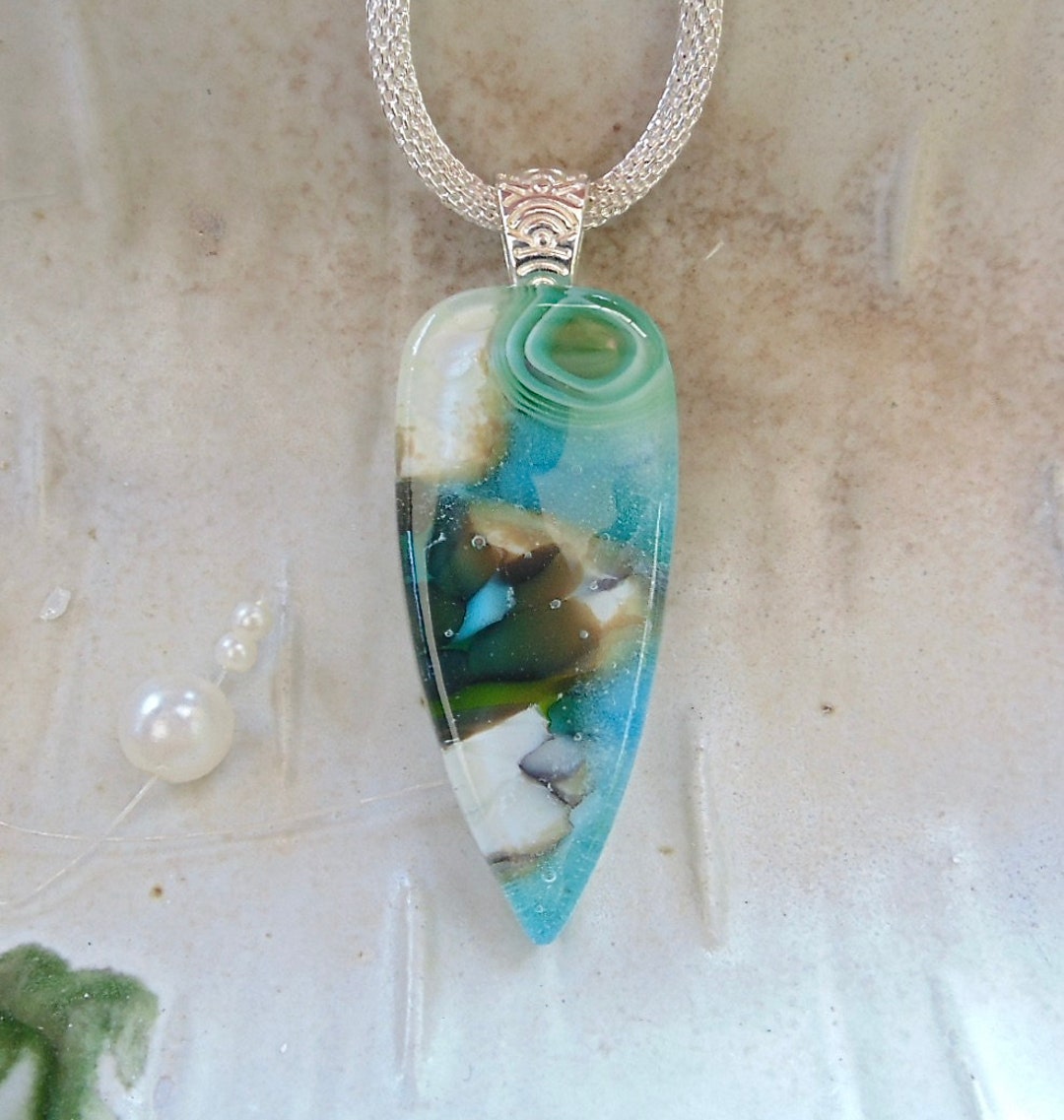 Fused Glass Pendant, Organic, Fused Glass Jewelry, Reactive Glass ...