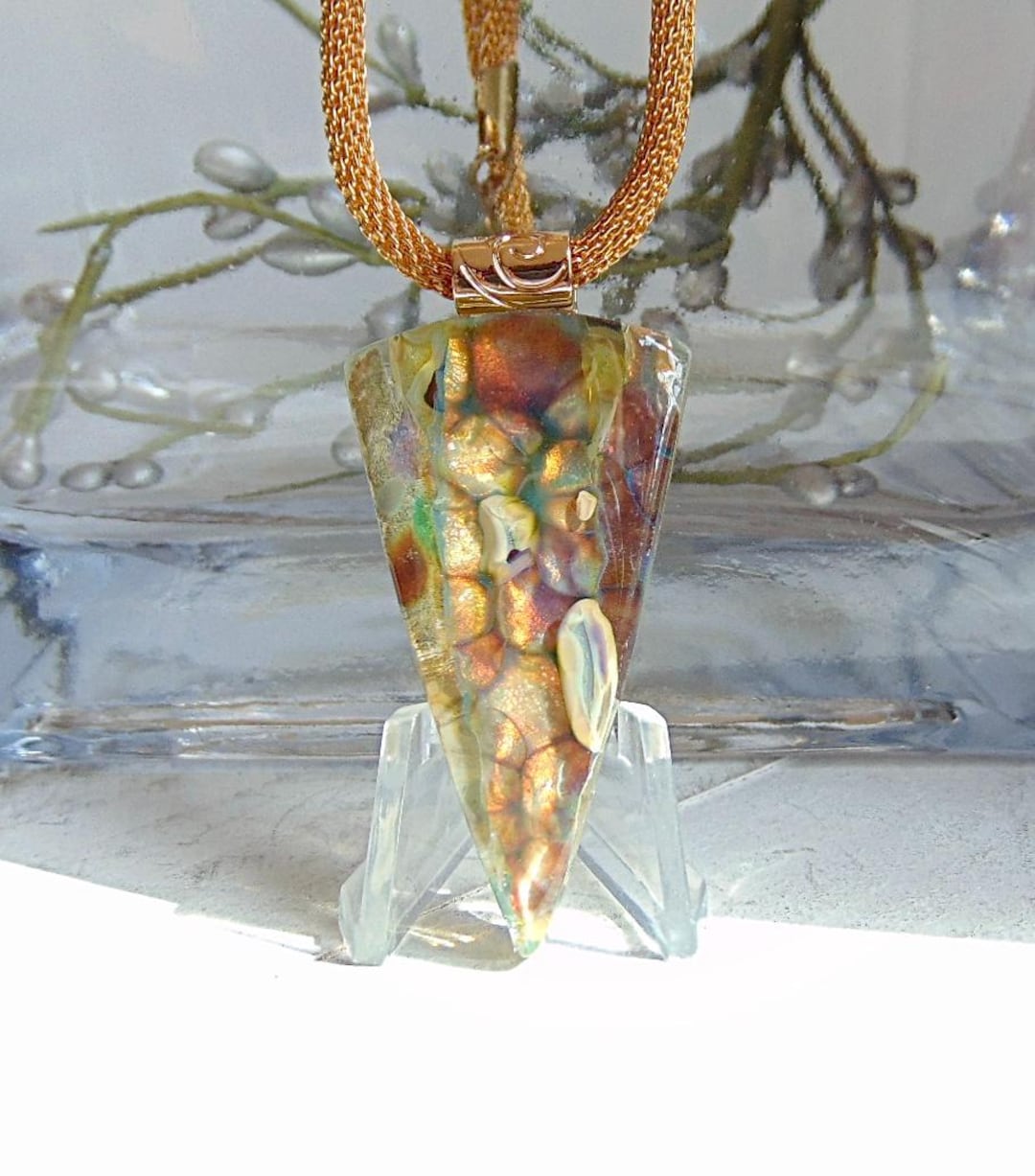 Glass Necklace, Fused Glass Pendant, Reactive Glass, Fused Glass ...
