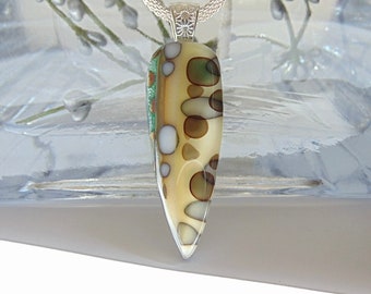 Fused Glass Jewelry, Glass Pendant, Reactive Glass, Gold, Brown, Green ...