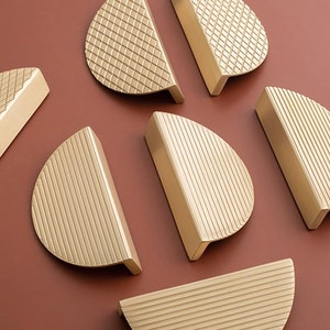 Semi-circle Cabinet Pulls Linear Fluted, Textured Brass Cabinet Pulls ...