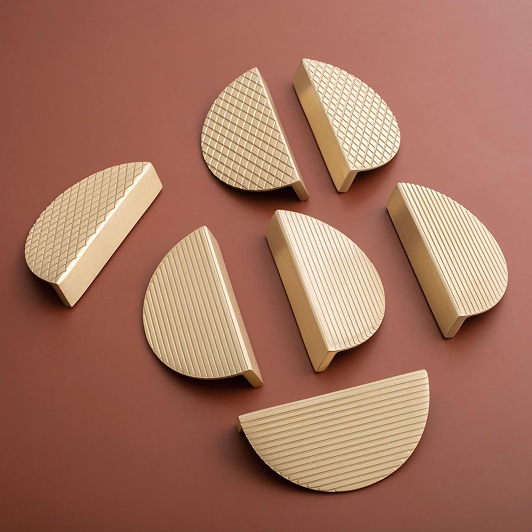 Semi-circle Cabinet Pulls Linear Fluted, Textured Brass Cabinet Pulls ...