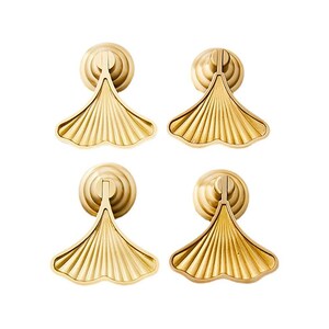 Solid Brass Fan Drop Knobs | Art Deco Fan Knobs | Gold Drop Knobs for ...
