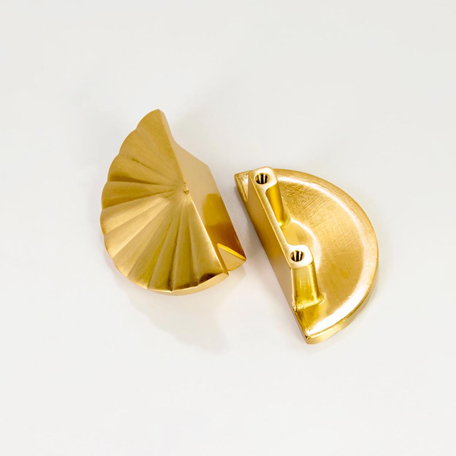 Solid Brass Fan Knobs, Gold and Silver, Textured Dresser Knobs, Half-circle Door Knobs ...