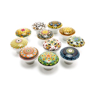 Ceramic Dresser Knobs Marrakesh Multi-colored Ceramic Cabinet Knobs Mandala Ceramic Knobs Hand ...