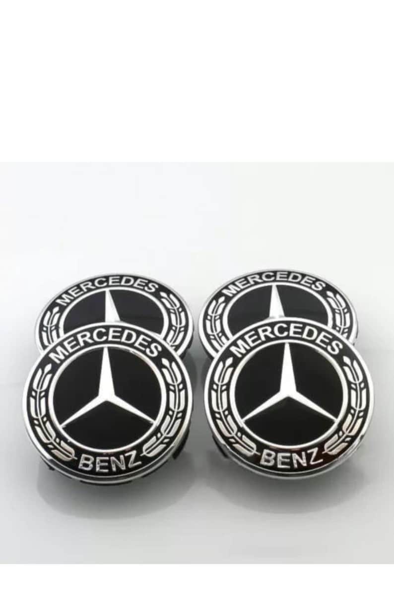 Black Mercedes Benz 75mm Alloy Wheel Centre Caps : - Etsy
