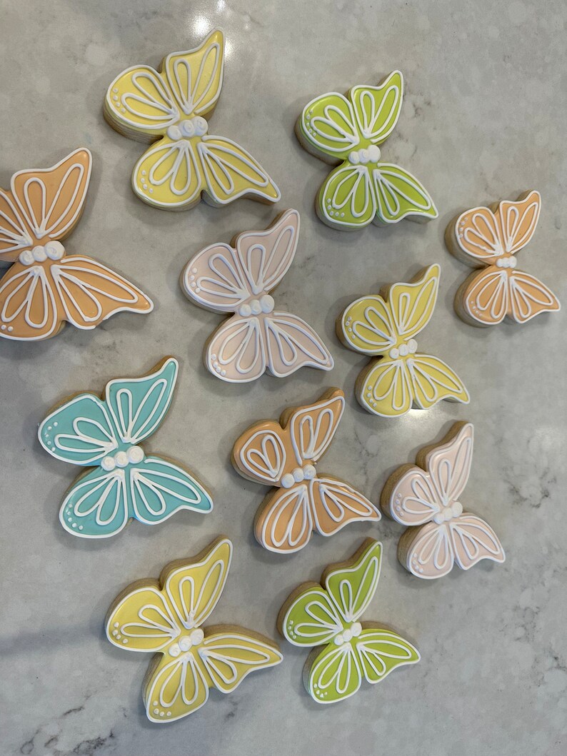 One Dozen Butterfly Royal Icing Cookies in Light Pastel Colors - Etsy