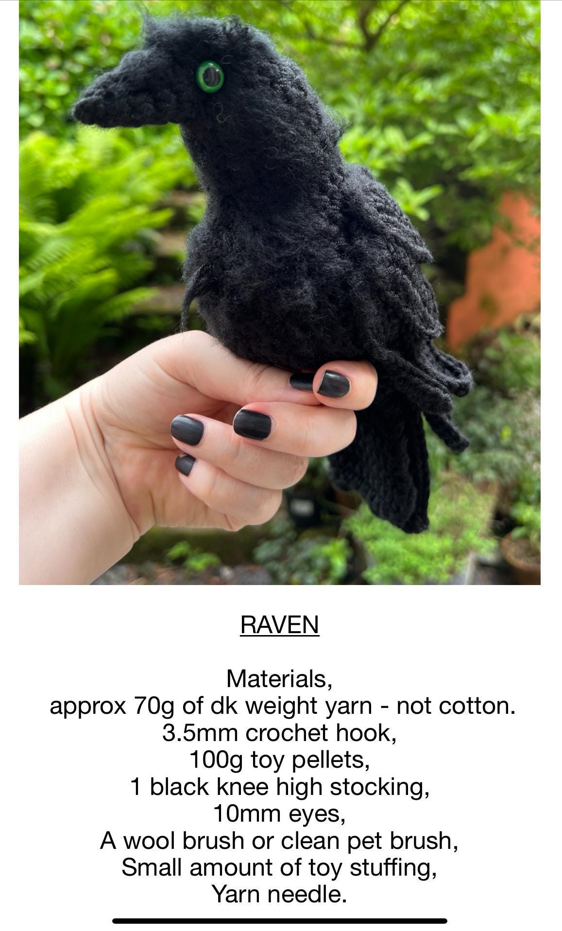 Emotional Support Raven, Crochet Pattern, Spiritual Animal Pattern ...