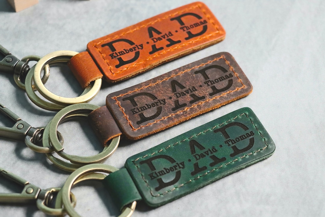 DAD KEYCHAIN, Personalized Dad Keychain, New Dad Gift, Engraved Dad ...
