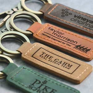 Business Logo Keychain, Custom Leather Keychain - Etsy