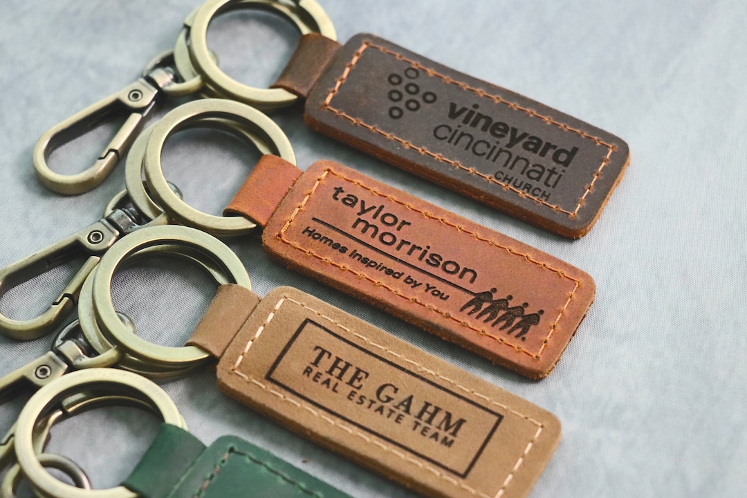 Business Logo Keychain, Custom Leather Keychain - Etsy