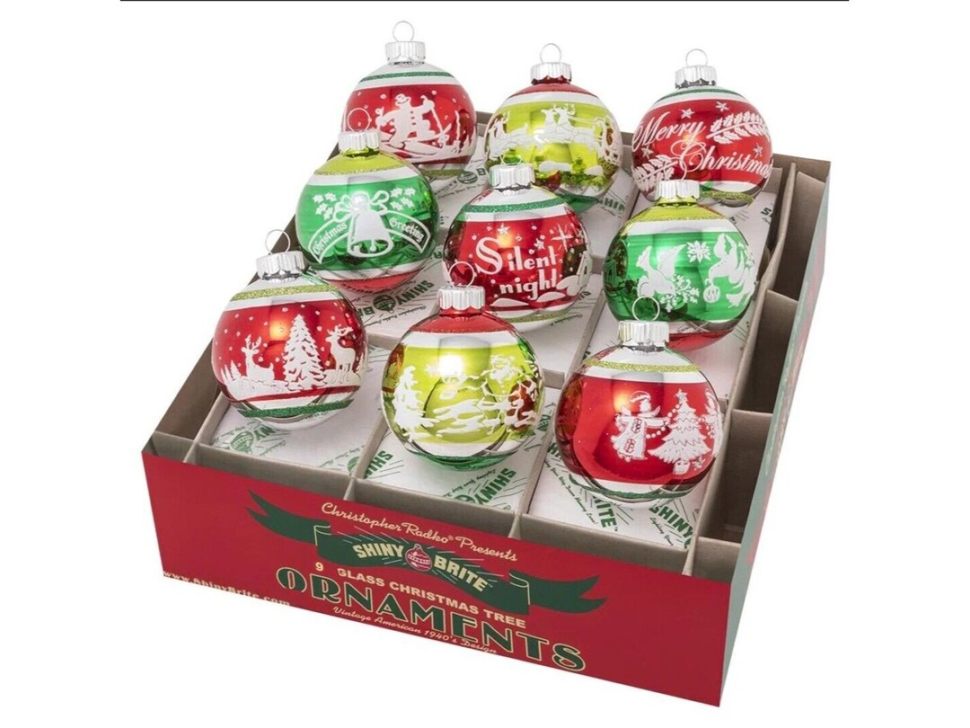 Christopher Radko Holiday Splendor 9ct 2.5 Signature Flocked Rounds NEW ...