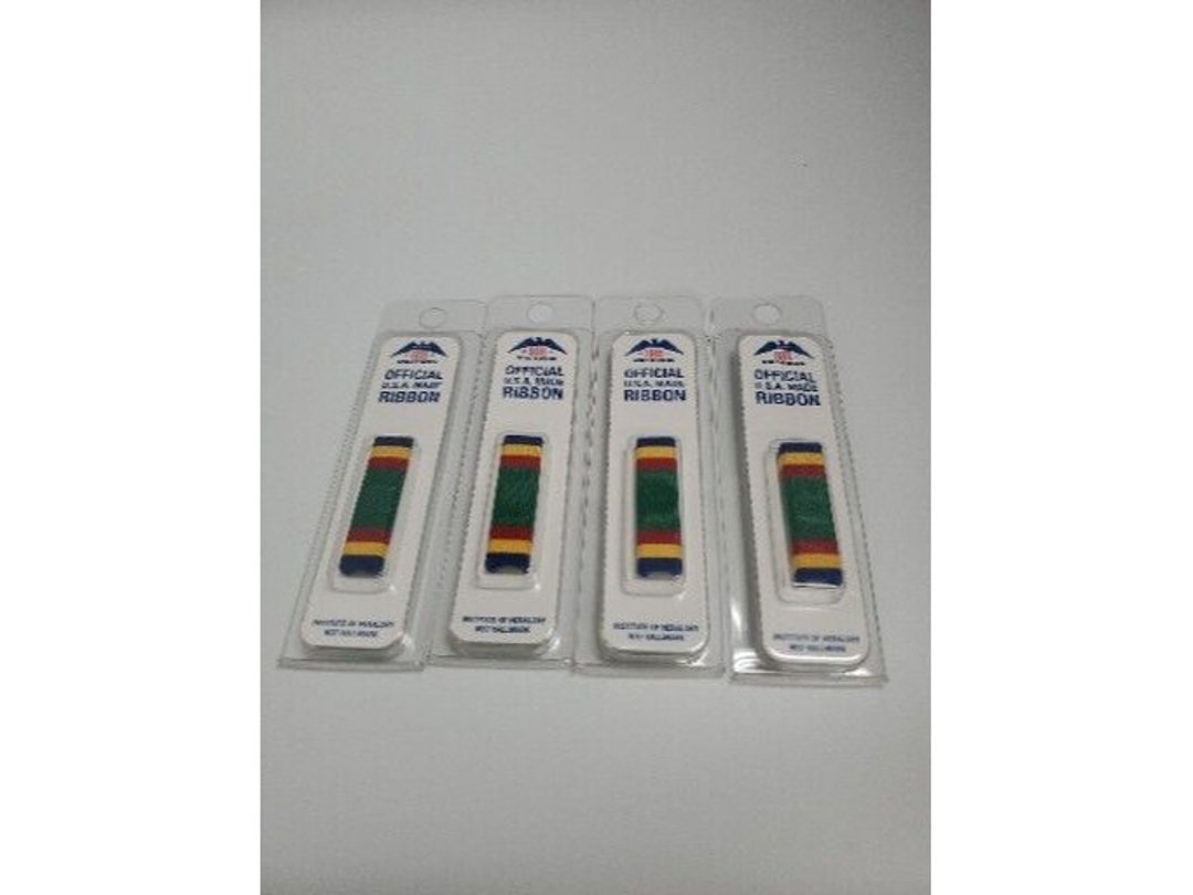 Set of 4 NOS VANGUARD US Military Ribbon Bar Pin Blue Yellow Red Green ...