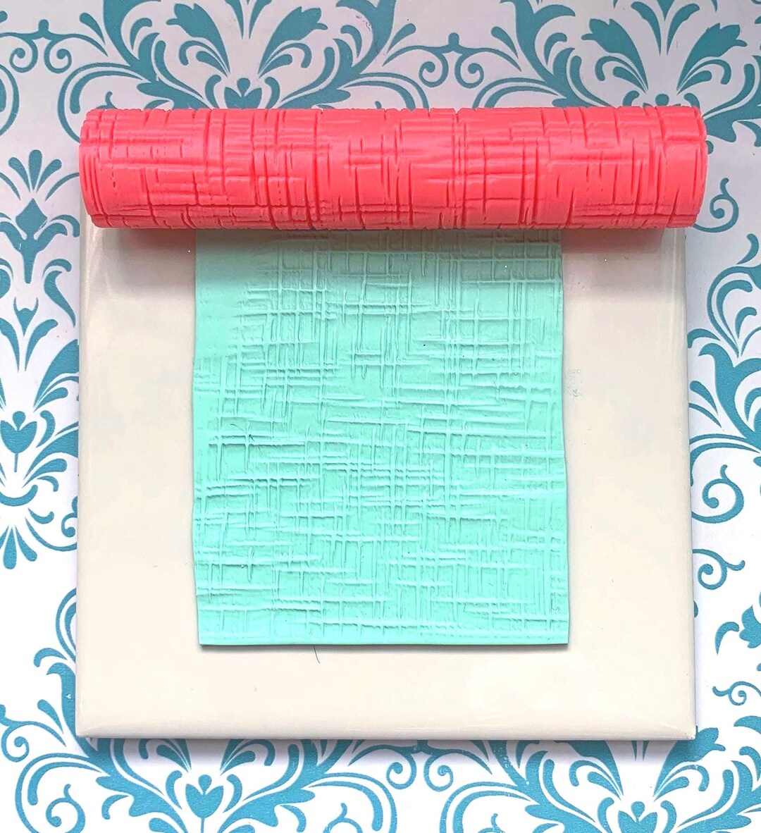 Crosshatch Linen Texture Roller for Polymer Clay | Fabric Pattern ...