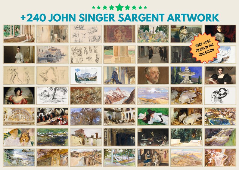 John Singer Sargent Artwork for Samsung Frame TV, +240 Classic Sargent ...