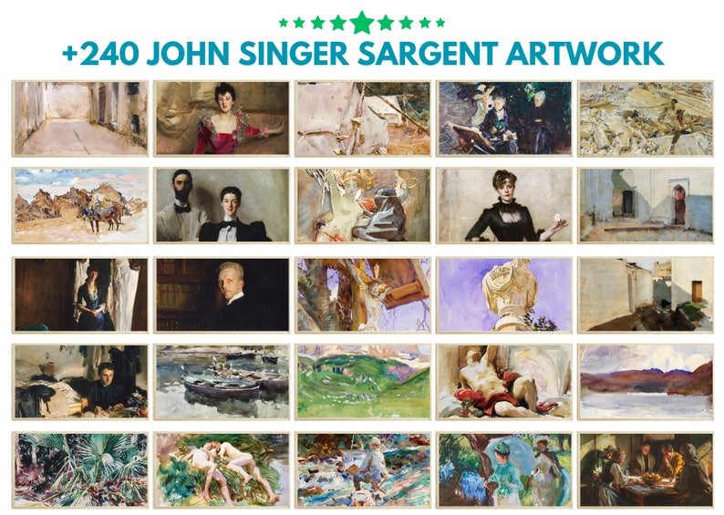 John Singer Sargent Artwork for Samsung Frame TV, +240 Classic Sargent ...