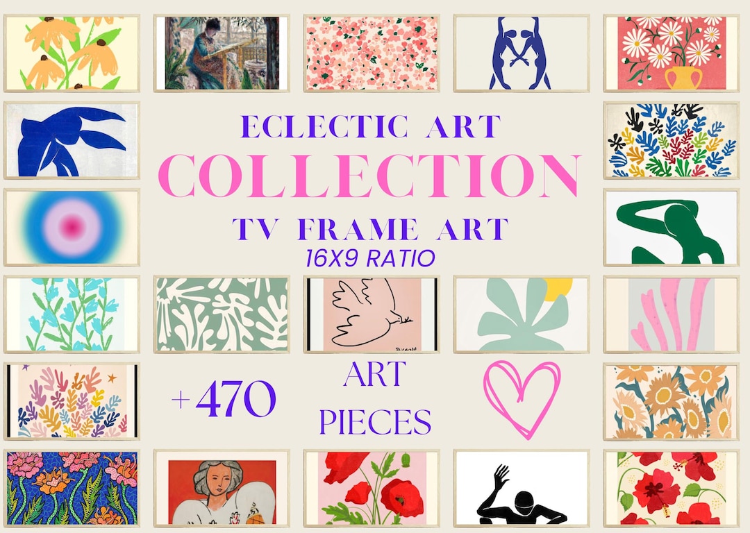 Samsung Frame Tv Art Set of +470, Eclectic Art Frame Tv Art, Vintage ...