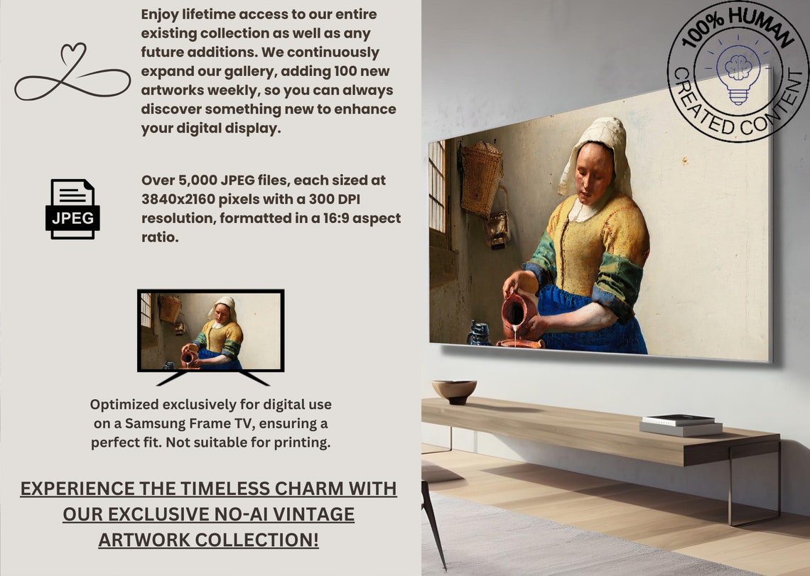 Vintage Johannes Vermeer Collection for Samsung Frame TV, +35 Pieces ...
