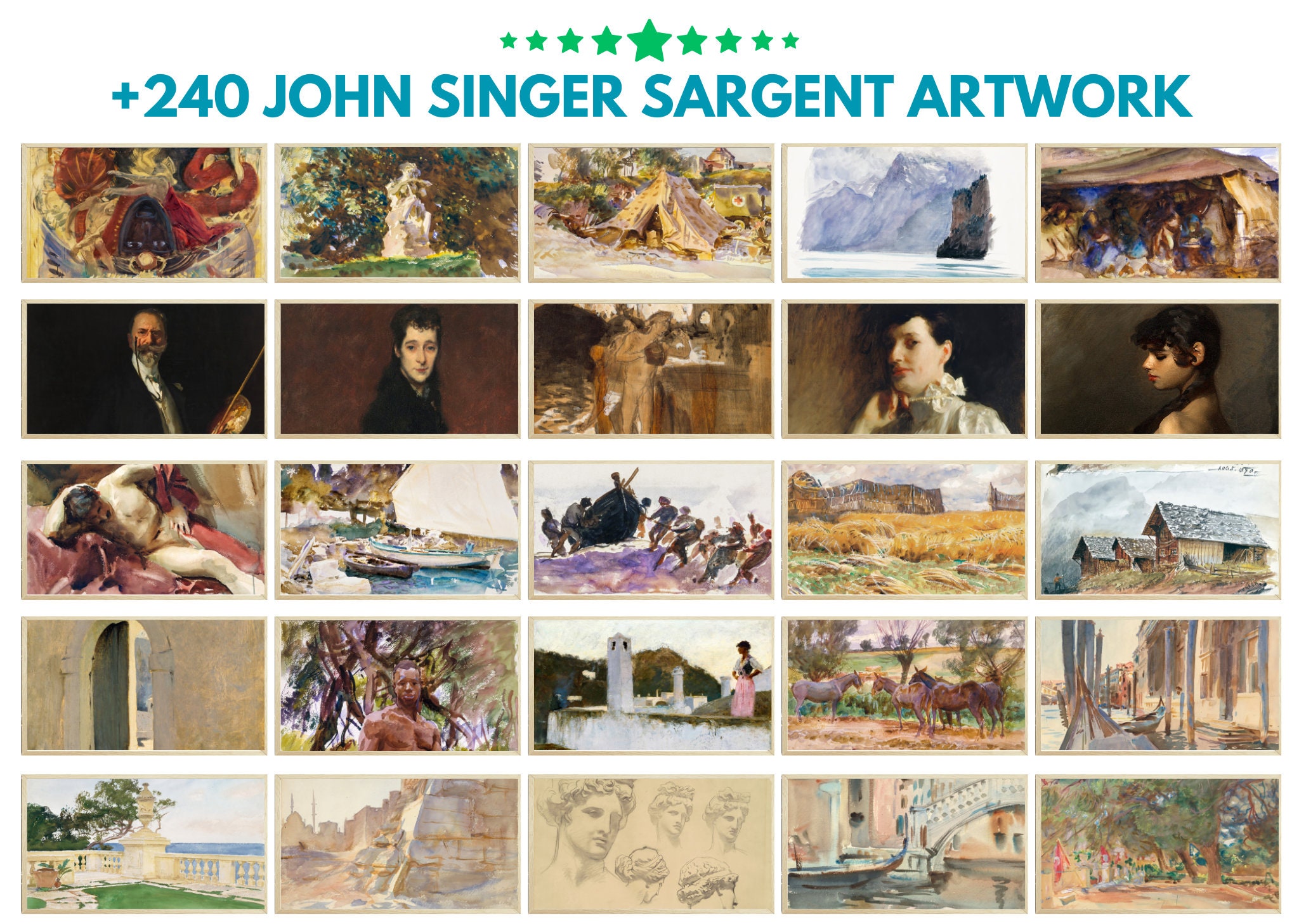 John Singer Sargent Artwork for Samsung Frame TV, +240 Classic Sargent ...
