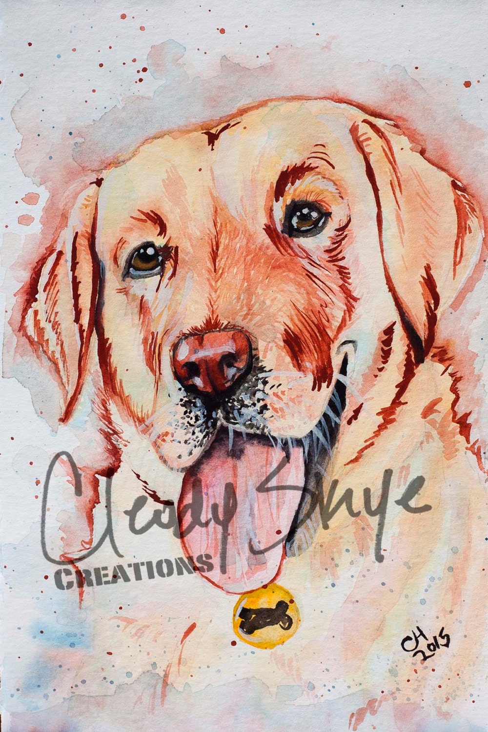 DIGITAL DOWNLOAD Yellow Labrador Retriever, Lab Dog Pet Portrait ...
