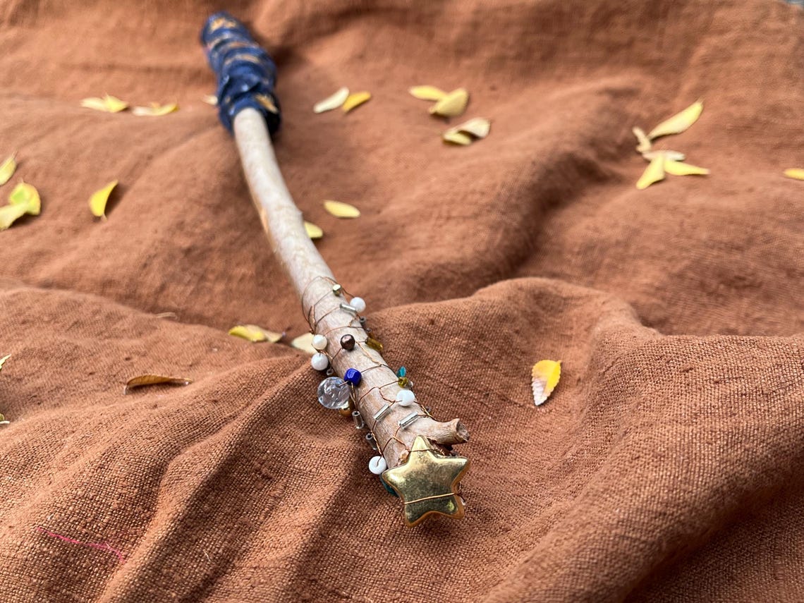 Wand of Starfall Handmade Rustic Natural Wand, Pretend Play, Cosplay ...