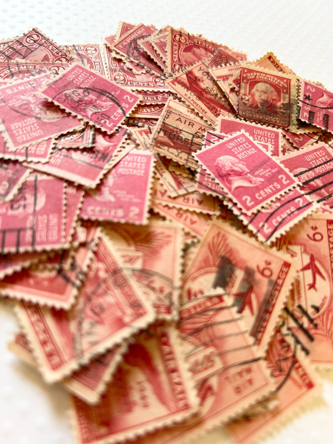 100 Red Stamp Pack, Shades of Red Used Vintage Postage Stamps for ...