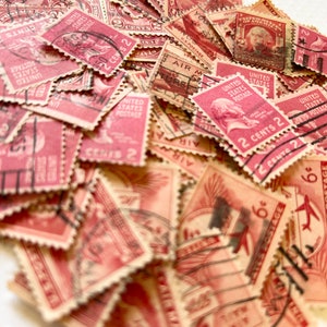 100 Red Stamp Pack, Shades of Red Used Vintage Postage Stamps for ...