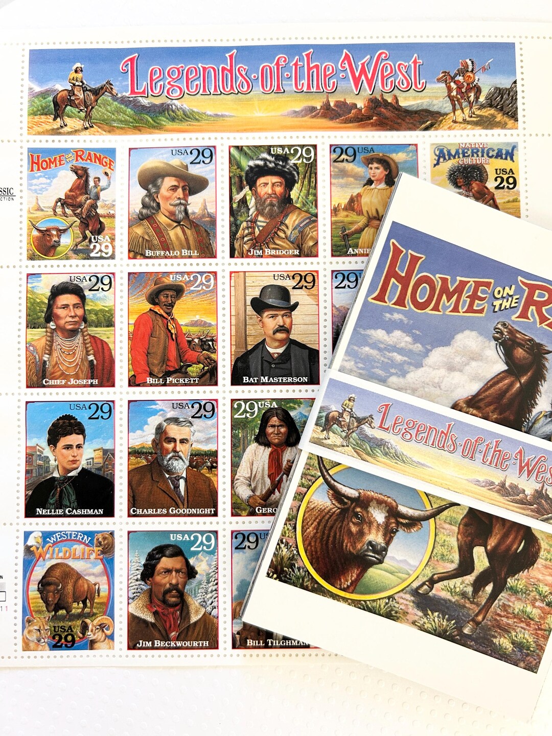 Twenty 29c Legend of the West Vintage Postage Stamps, Matching Vintage ...