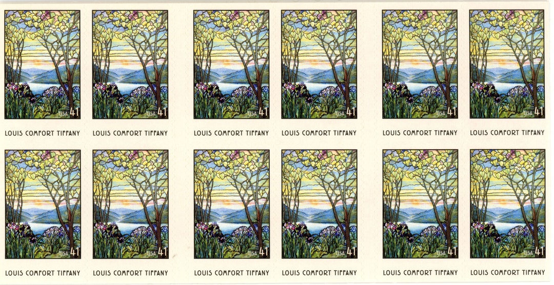 20 Louis Comfort Tiffany 41c Self Adhesive Vintage Postage Stamps, Magnolia & Iris Window Pane ...