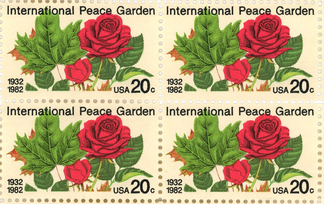 Fifty International Peace Garden 20 Cent Vintage Postage Stamps , Red ...