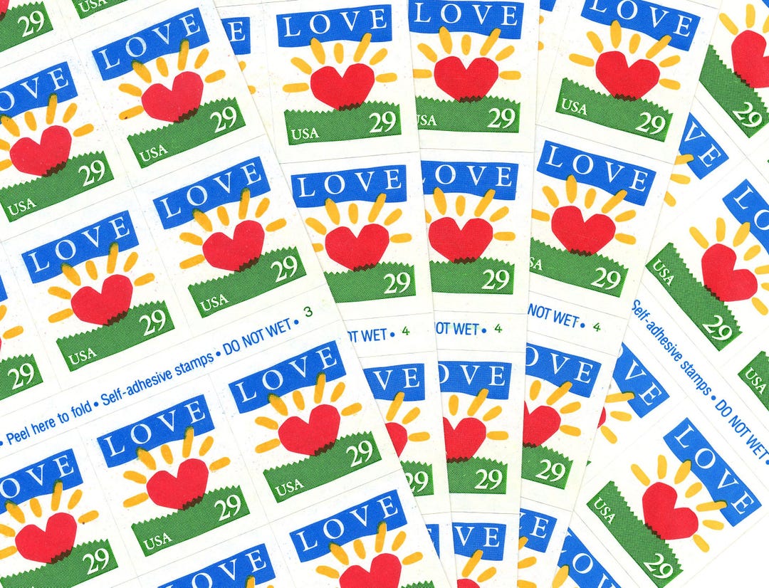 NINETY LOVE Colorful Heart Postage Stamp, 29c, Wedding Invitations ...
