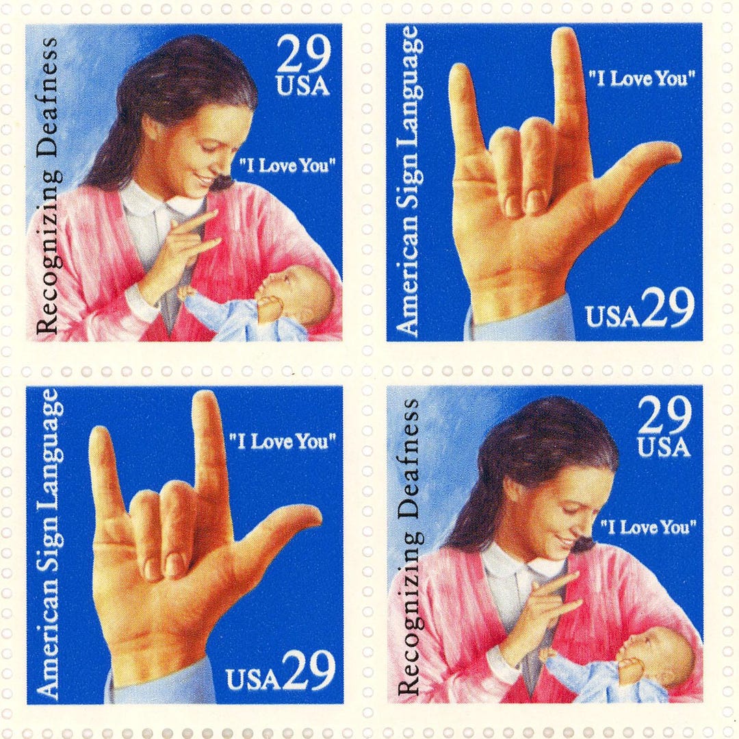 Twenty American Sign Language 29c Vintage Postage Stamp, ASL, I Love ...