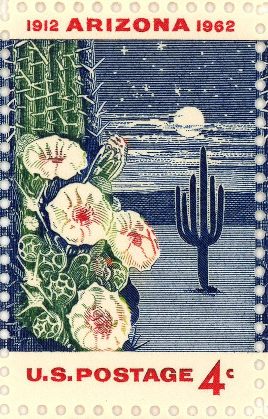 Fifty Arizona Statehood 4c Unused Vintage Postage Stamp, Arizona Letter ...