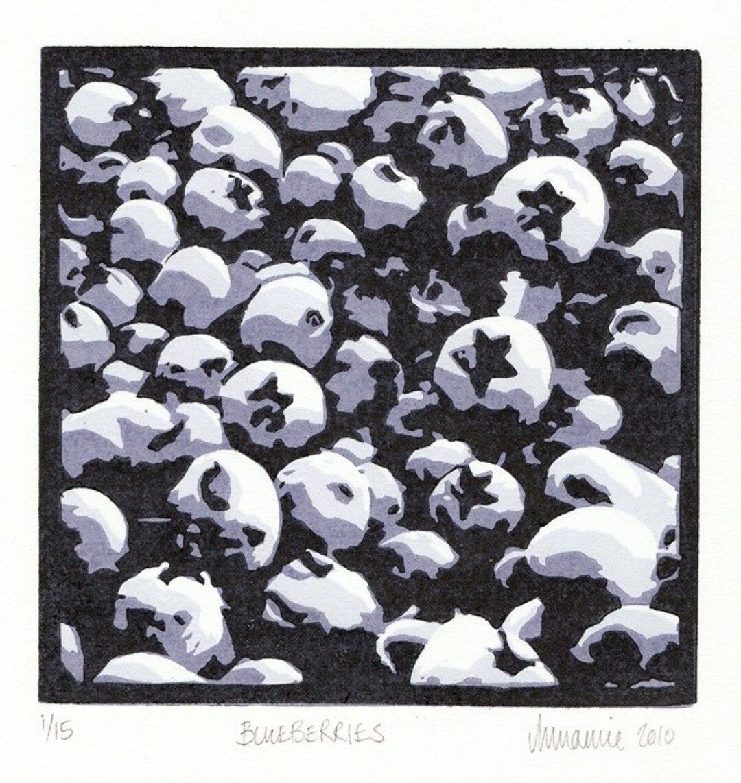Blueberries - Original Multi-block Lino Print - Etsy