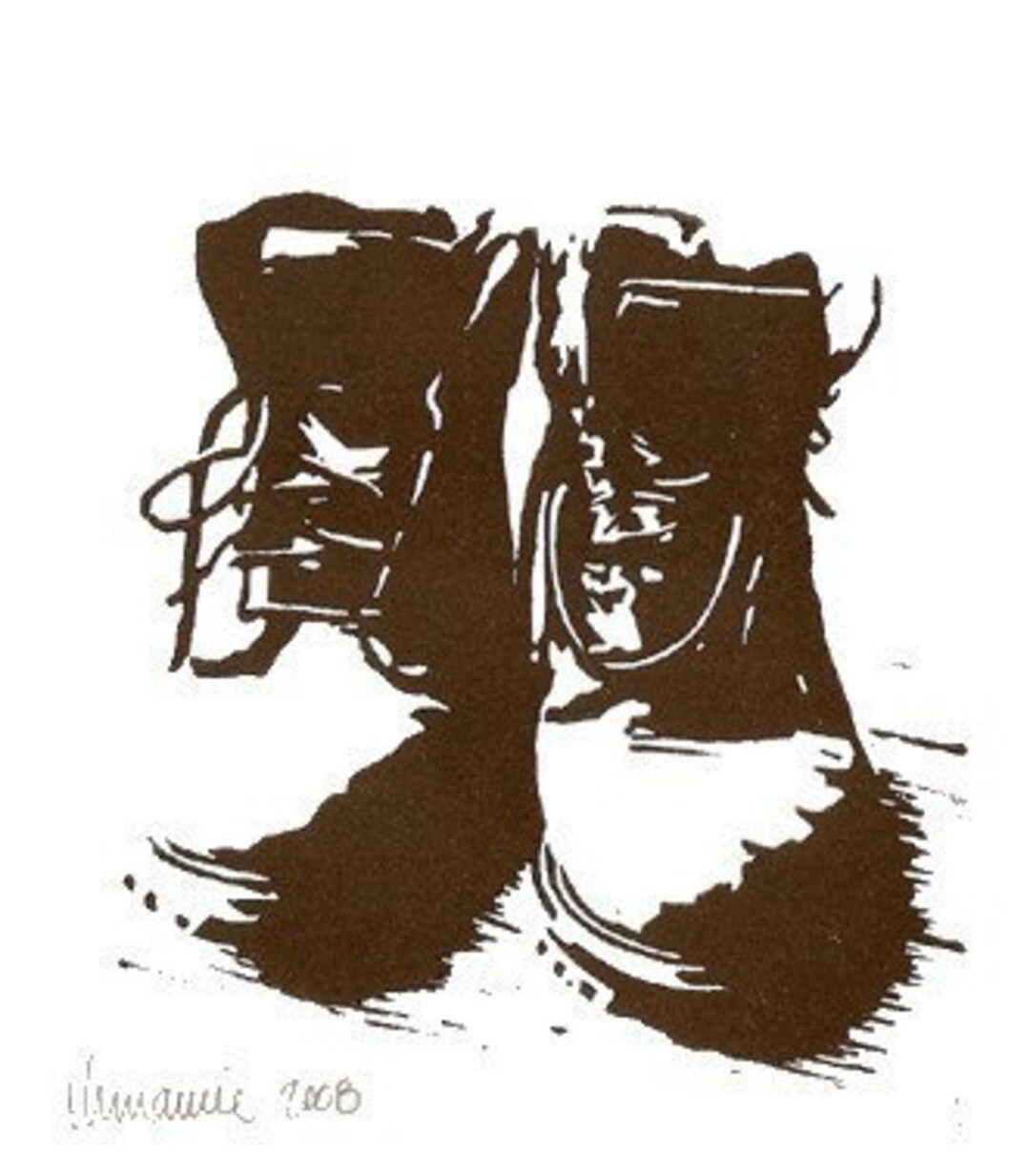 Workboots - Original Linoprint - Etsy