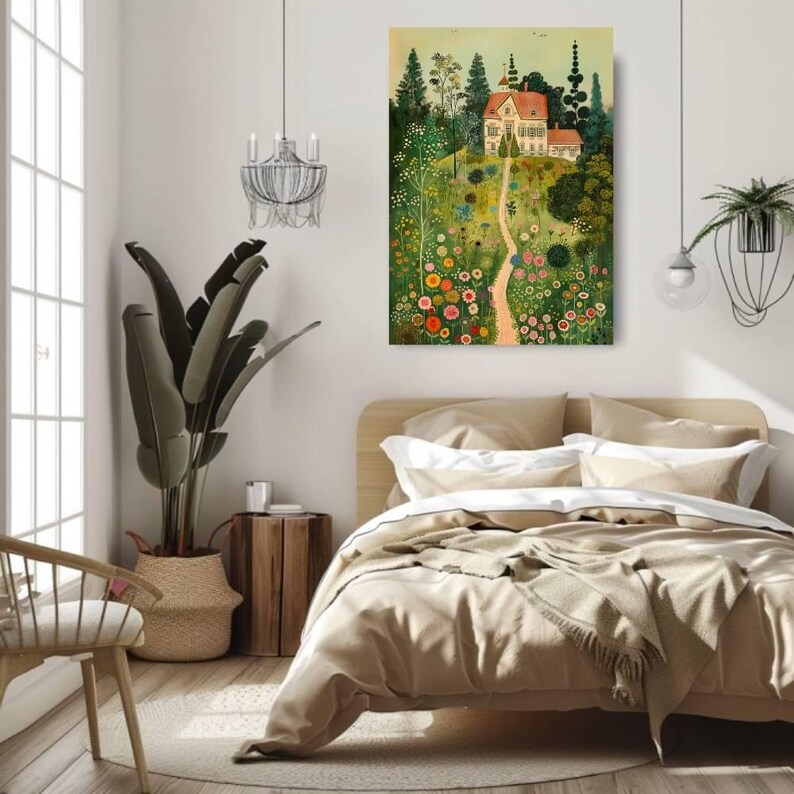 Vintage Garden Splendor – Classic Home Amidst Flowers | Print | Wall ...