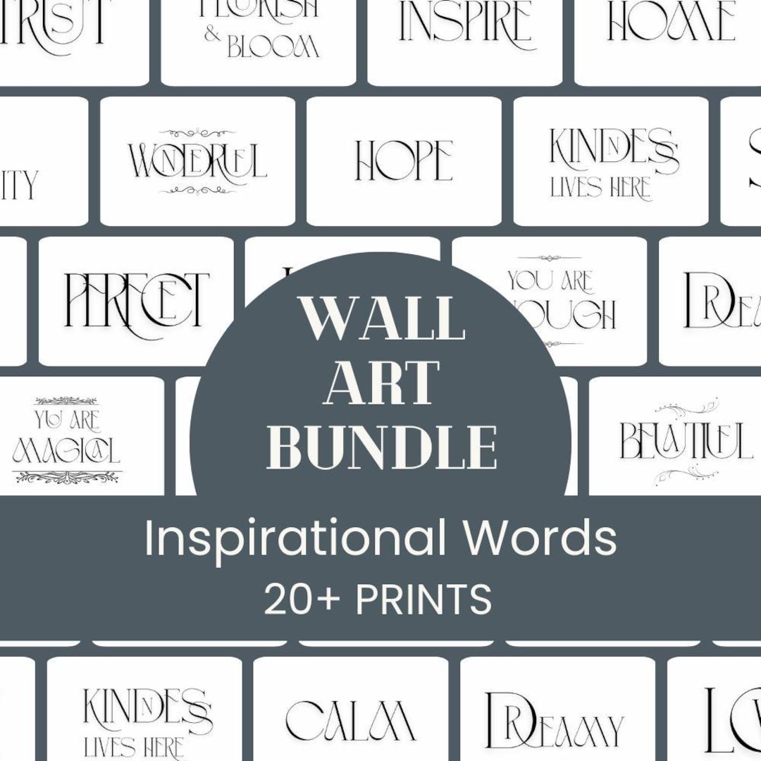 Black and White Inspirational Wall Art Bundle - Printable Quote Set - Etsy