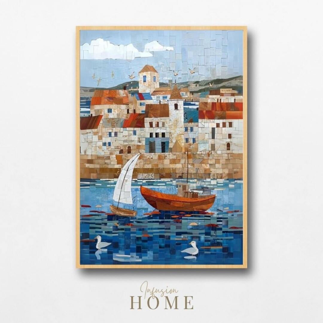Pier Peace - Tranquil Seaside Mosaic | Poster | Wall Art | Seaside ...