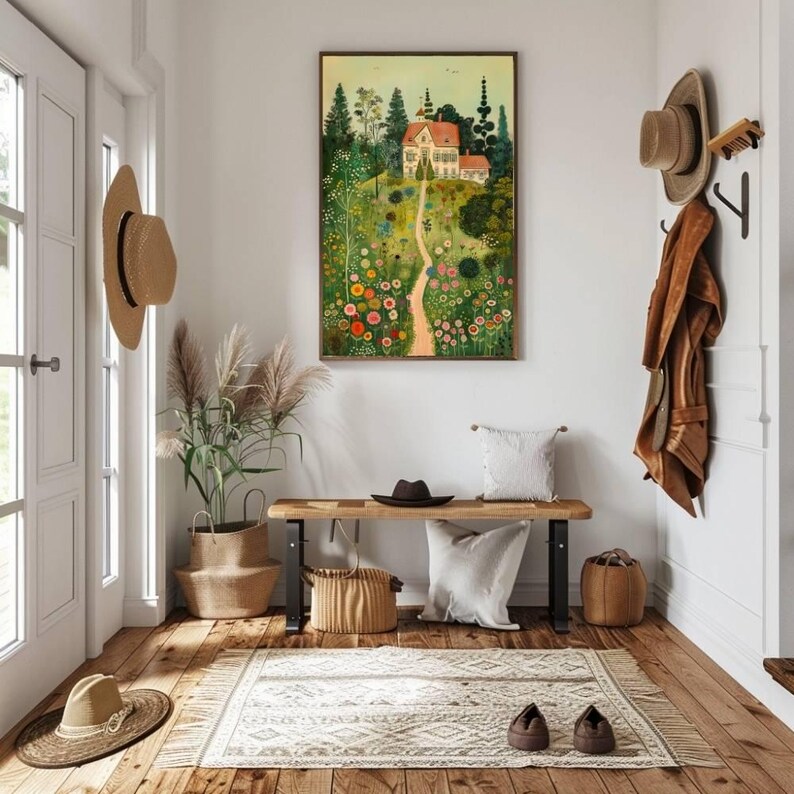 Vintage Garden Splendor – Classic Home Amidst Flowers | Print | Wall ...