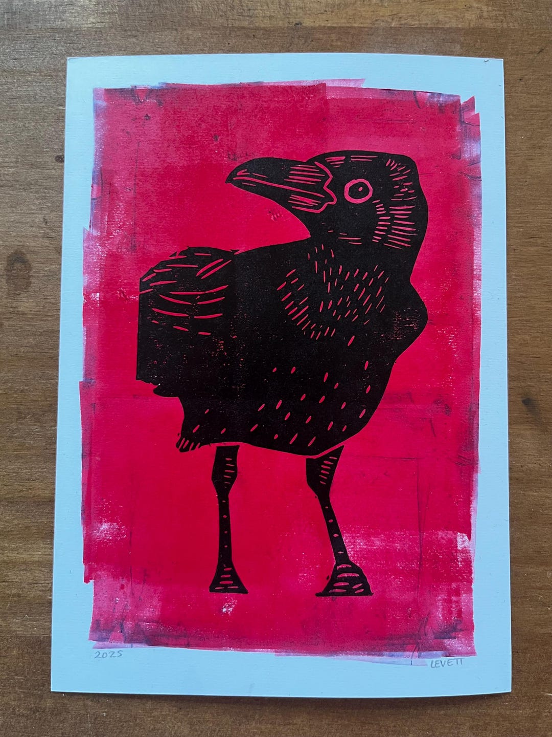 Crow Linocut Print - Etsy