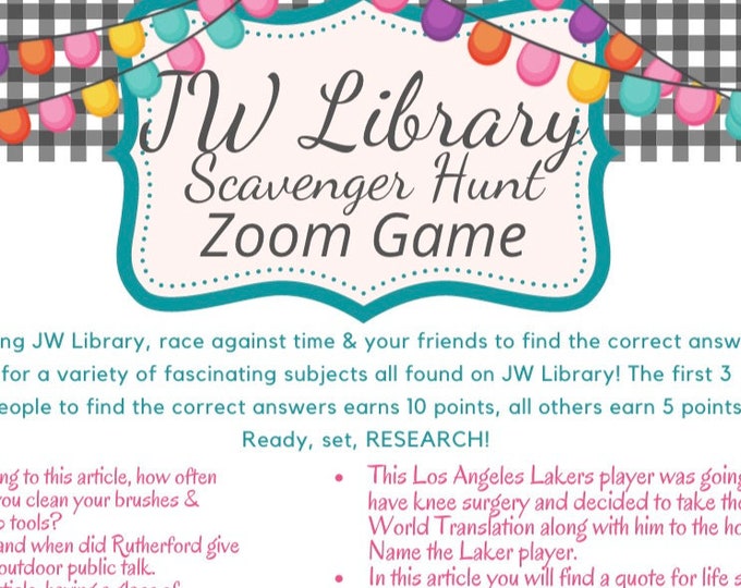 JW Library Scavenger Hunt JW Game Zoom Games, Best Life Ever Games, JW ...