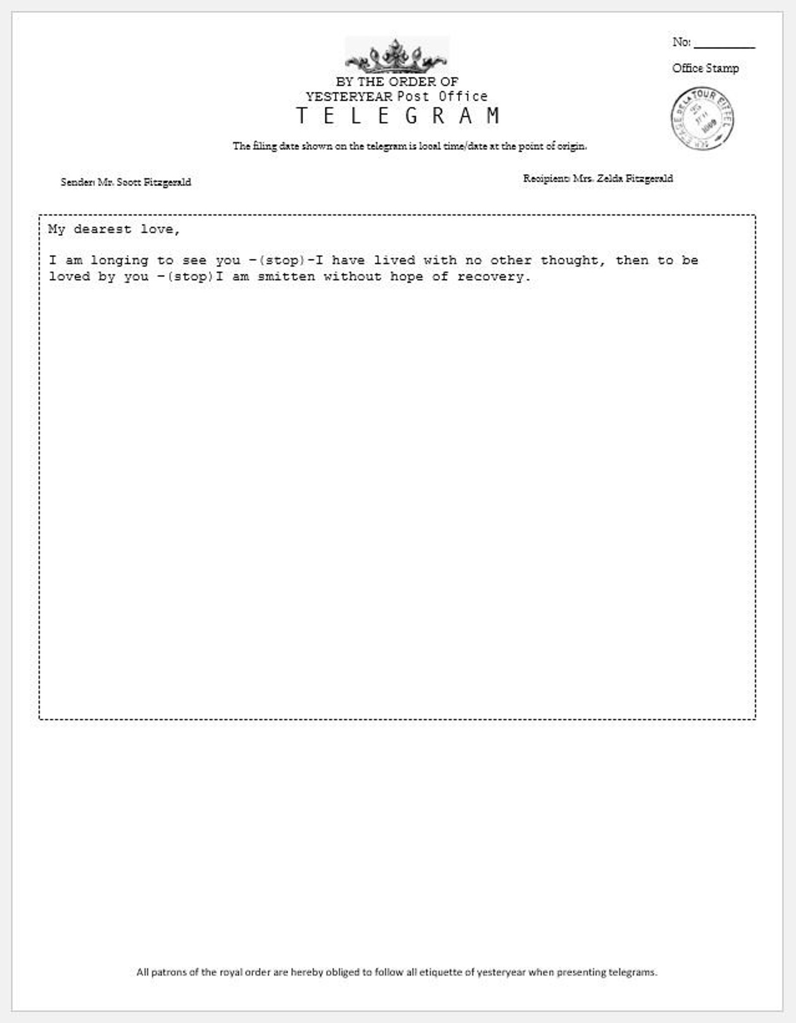 Vintage Telegram Stationary Custom Telegram Printable - Etsy